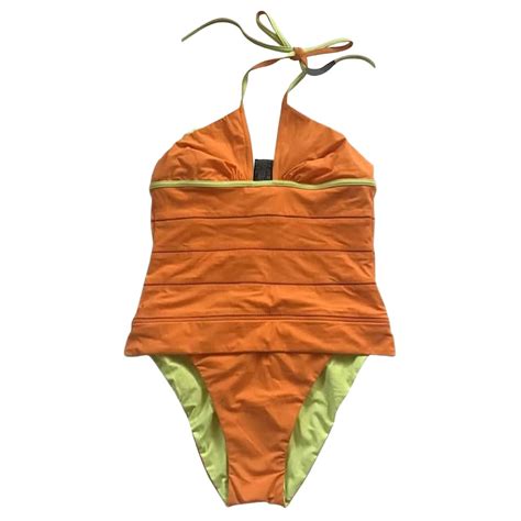 Fendi Neon Orange One Piece Swimsuit Multiple Colors Polyester