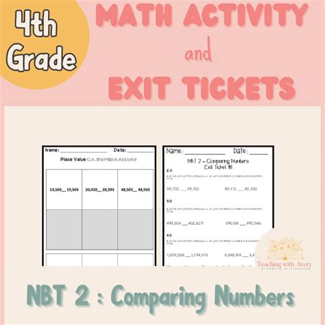 4th Grade Place Value Practice Comparing Whole Numbers Activities