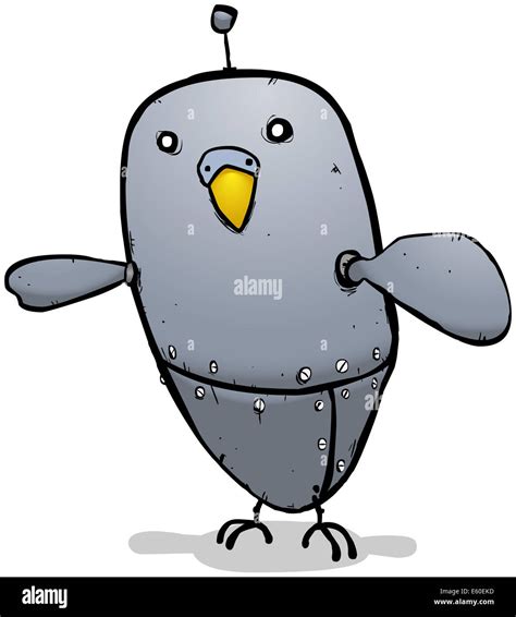 Illustration Of A Robot Budgie Ready For Some Synthetic Pecking Stock