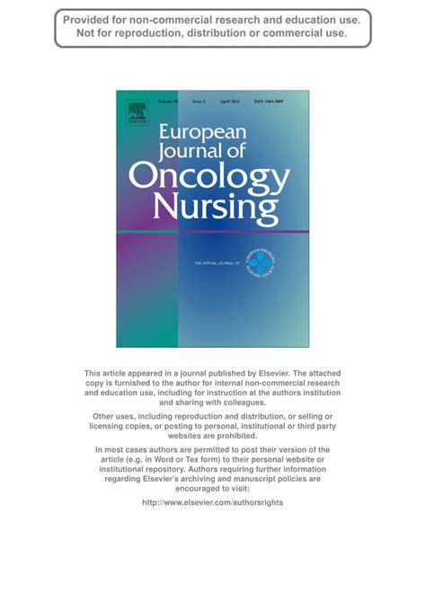 Pdf A European Survey Of Oncology Nurse Breakthrough Cancer Pain