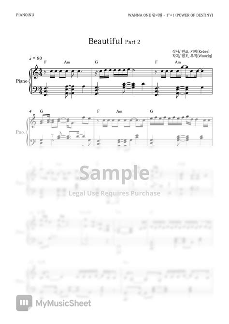 Wanna One 워너원 Beautiful Part Ll Pianoinu Partition Musicale