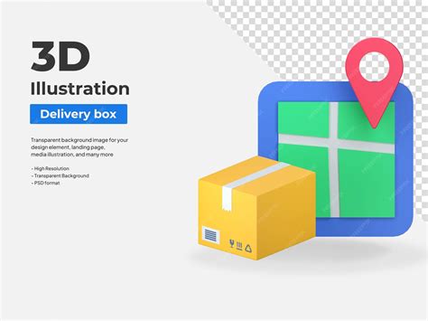 Premium Psd Delivery Package Map Location 3d Icon Illustration