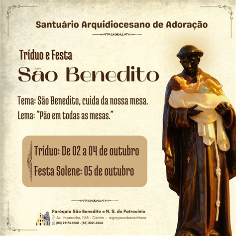 Participe do Tríduo e Festa em honra a São Benedito de 02 a 05 10