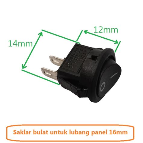 Jual Saklar On Off Rocker Switch Bulat 2 Pin Hitam Panel 16mm Lubang