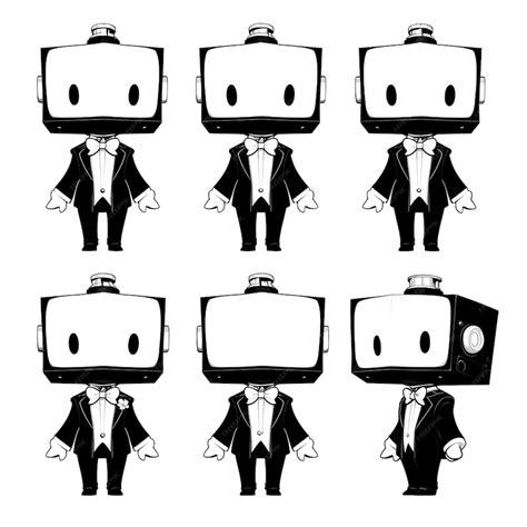 Premium Photo Character Anime Of Male Chibi Kawaii Robotic Butler Fashion Black And White Bow