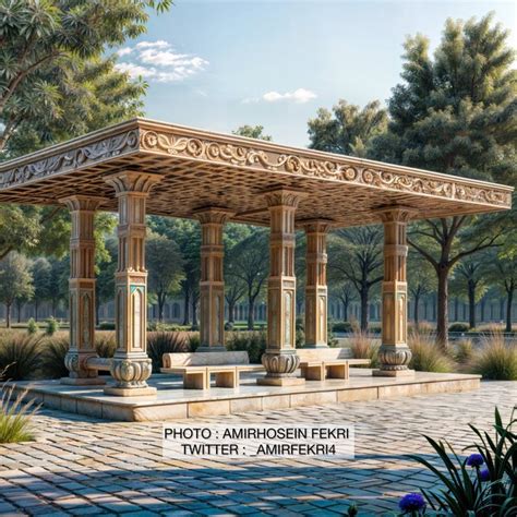 عکس طراحی صندلی شهری با دیزاین ایرانی برای پارک های کشور با هوش مصنوعی