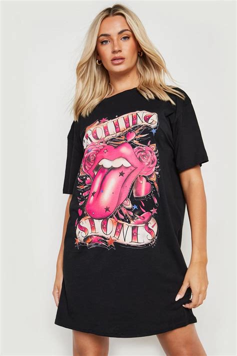 Rolling Stones License Print T Shirt Dress Boohoo Uk
