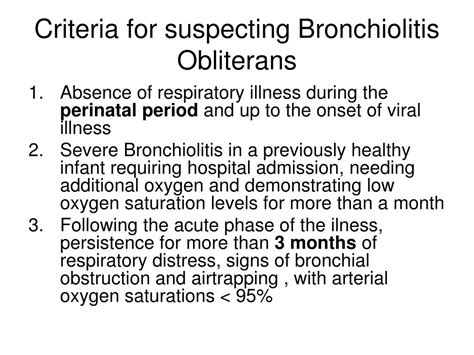 Ppt Bronchiolitis Obliterans A New Disease Powerpoint Presentation