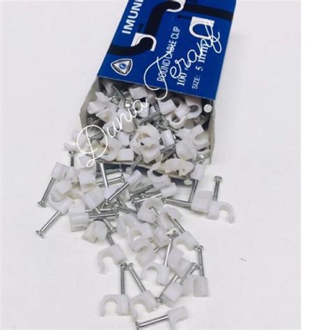Jual 100bj Klem Kabel Imundex 5 Mm Lengkap Paku Beton Round Cable Clip 5mm Clem Kabel Cleam