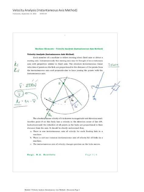 Module 3 Velocity Analysis Instantaneous Axis Method Discussion Pdf