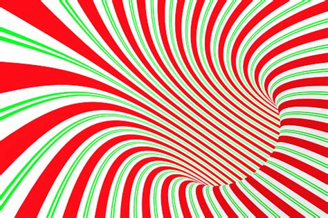 크리스마스 축제 빨강과 녹색 터널 나선 줄무늬 꼬인된 크리스마스 광학 환영입니다 최 면의 배경입니다 3d 그림을 렌더링 합니다