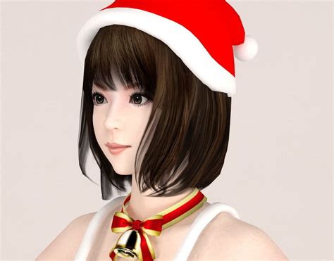 T Pose Rigged Model Of Mariko In Christmas Costume V02 3D Model Rigged