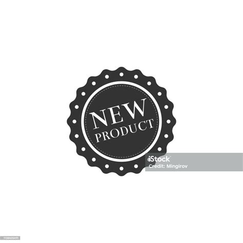 새로운 제품 라벨 배지 인감 스티커 태그 스탬프 아이콘 절연 평면 디자인입니다 벡터 일러스트 가격에 대한 스톡 벡터 아트 및