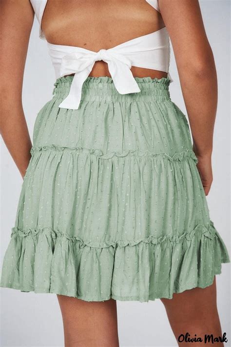Olivia Mark Smocked Waist Tiered Ruffle Mini Skirt Tiered Mini
