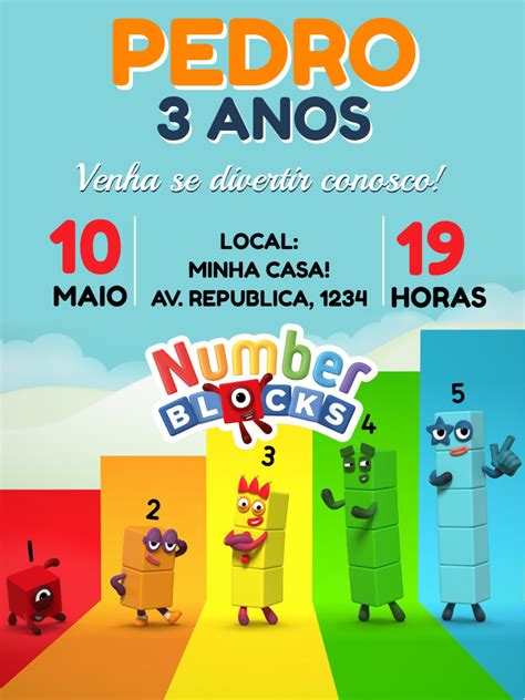 Convite Aniversário Numberblocks Em 2024 Convite De Aniversário