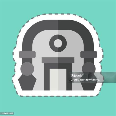 스티커 라인 컷 박물관 도시 기호와 관련이 있습니다 심플한 디자인 일러스트레이션 0명에 대한 스톡 벡터 아트 및 기타 이미지