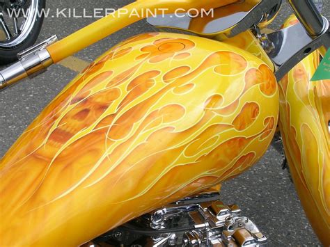Skulls In Flame Motorcycle By Mike Lavallee Of Killer Paint Airbrush