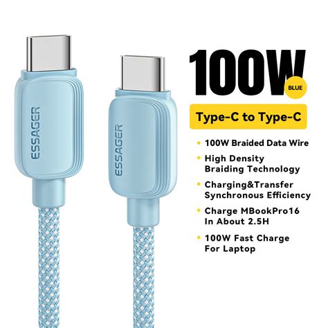 Essager สายเคเบิล Type C เป็น Type C 100w Pd ชาร์จเร็ว Usb C เป็น Usb C