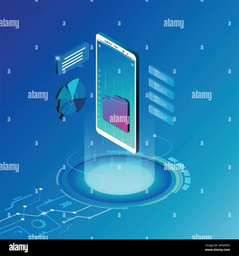 Isometric Illustrations Design Concept Mobile Technology Solution Background And Infographic For
