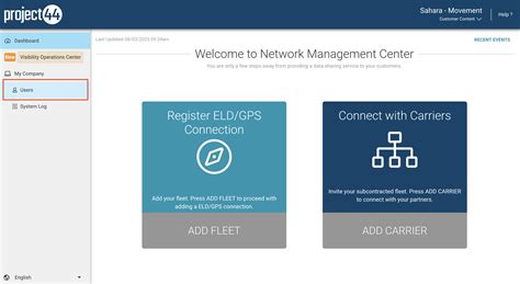 get started with the user management ui project44