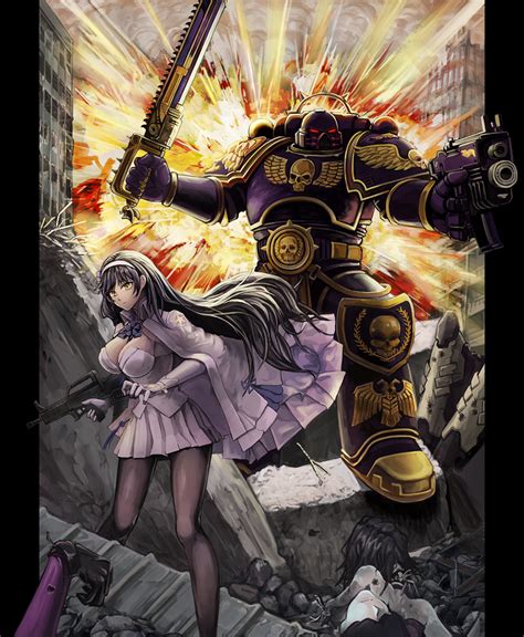 Type 95 And Adeptus Astartes Girls Frontline And 1 More Drawn By F