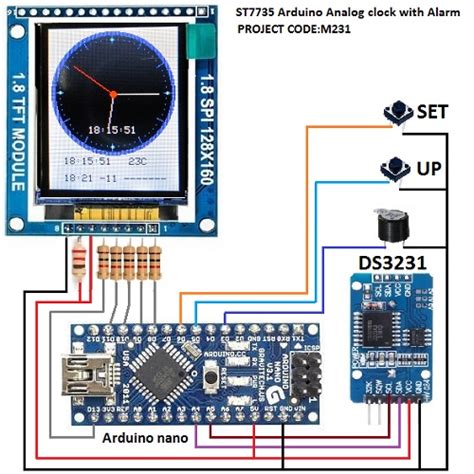 سورس پروژه ساعت آنالوگ روی نمایشگر با آردوینو Tft Analog Clock With Alarm