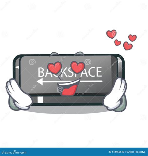 In Love Backspace Button Installed On Cartoon Keyboard Stock Vector