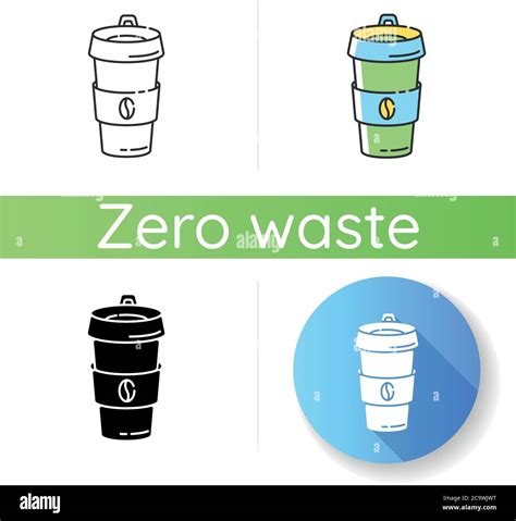 Reusable Coffee Cup Icon Linear Black And Rgb Color Styles