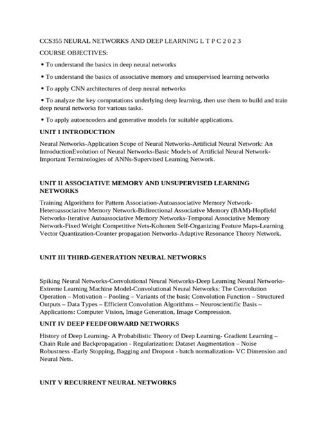 Ccs355 Neural Networks And Deep Learning Pdf Artificial Neural Network Deep Learning