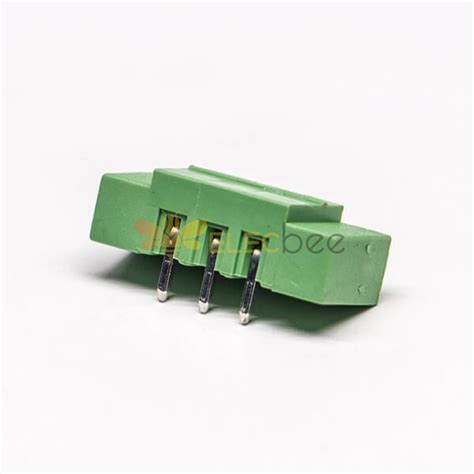 Pin Terminal Block Connector Right Angle With Screw Hole Green Pluggable Connector