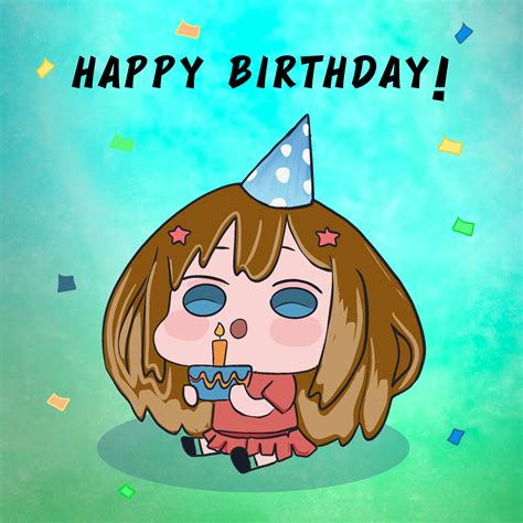 Happy Birthday Cute Anime Girl With A Small Cake Boomf