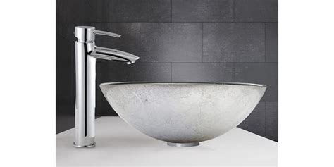 Vigo Simply Silver Glass Vessel Sink And Shadow Faucet Set In Chrome