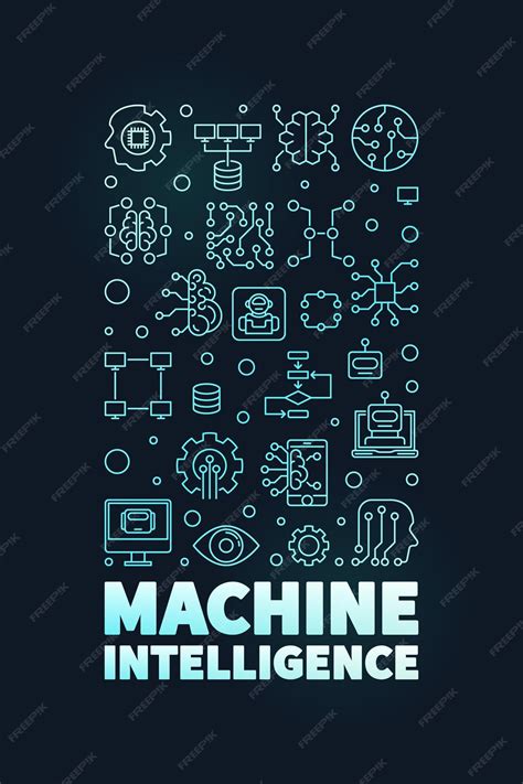 Premium Vector Machine Intelligence Vertical Thin Line Colored Banner Ml Technology Concept