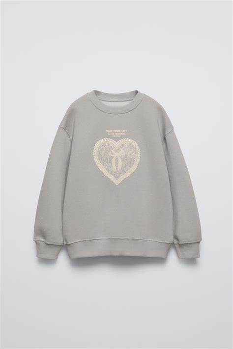 Sweat CŒur Relief Gris Zara Suisse Switzerland
