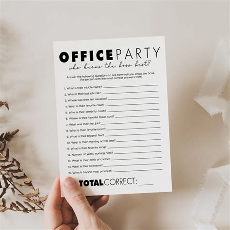 Who Knows The Boss Best Game Printable Office Party Activity Idea
