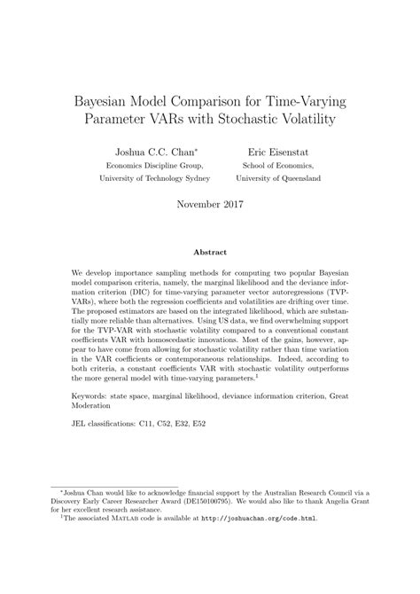 Pdf Bayesian Model Comparison For Time Varying Parameter Vars With