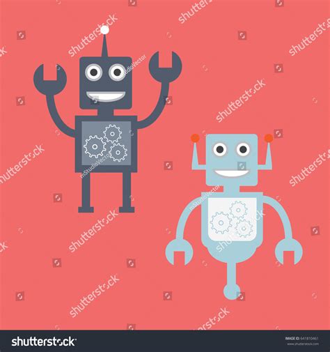Robot Flat Icons Robot Pictograms Illustration Stock Vector Royalty