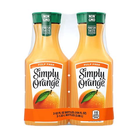 Simply Orange Pulp Free Orange Juice 2 Pk52 Fl Oz Bjs Wholesale