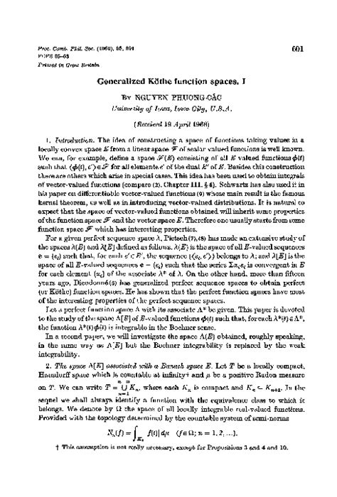 Pdf Generalized Köthe Function Spaces I
