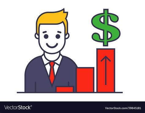 Sales Growth Icon A Marketer Shows Company Vector Image