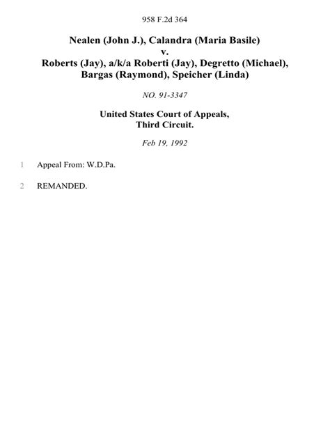 Nealen John J Calandra Maria Basile V Roberts Jay Aka