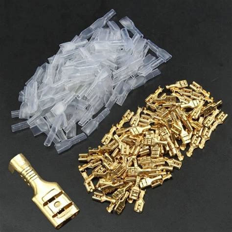 Female Crimp Terminal Connector Approx 4 8mm Gold Brass Car Speaker