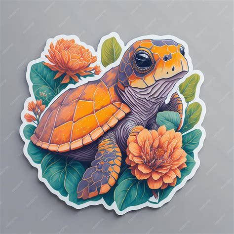Premium Photo A Detailed Illustration A Print Of Vivid Cute Turtle