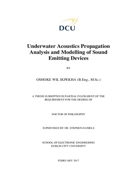 Fillable Online Doras Dcu Underwater Acoustics Propagation Analysis And