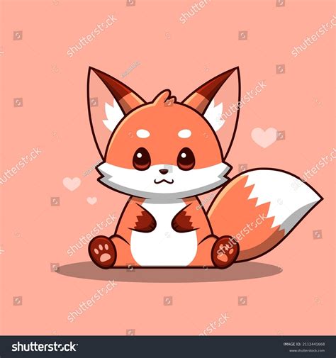 Cute Kawaii Happy Fox Illustration Vector Stock Vector Royalty Free