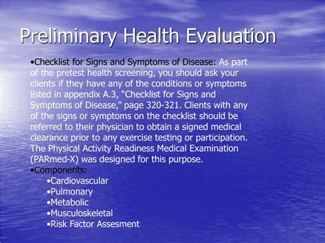 Ppt Chapter 02 Preliminary Health Screening And Risk Classification Powerpoint Presentation