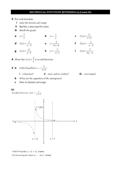 Lesson 16 Reciprocal Functions Reciprocal Functions Hyperbola Lesson 16 Q Studocu Lesson 16 Reciprocal Functions Reciprocal Functions Hyperbola Lesson 16 Q Studocu