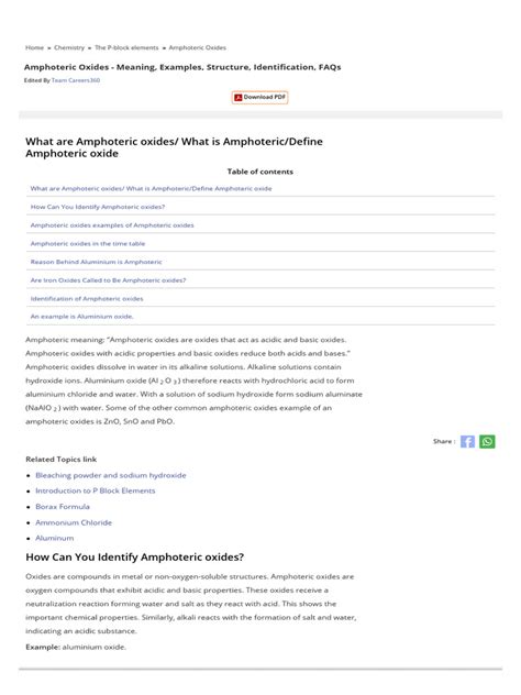 Amphoteric Oxides Meaning Examples Structure Identification Pdf Oxide Aluminium