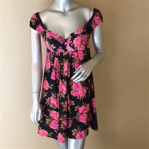 Betsey Johnson Swim Dress Coverup Pink Rose Floral Gem