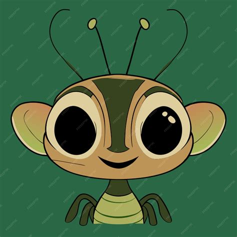 A Cute Grasshopper Chibi Style Vintage Colors Solid Background Vector